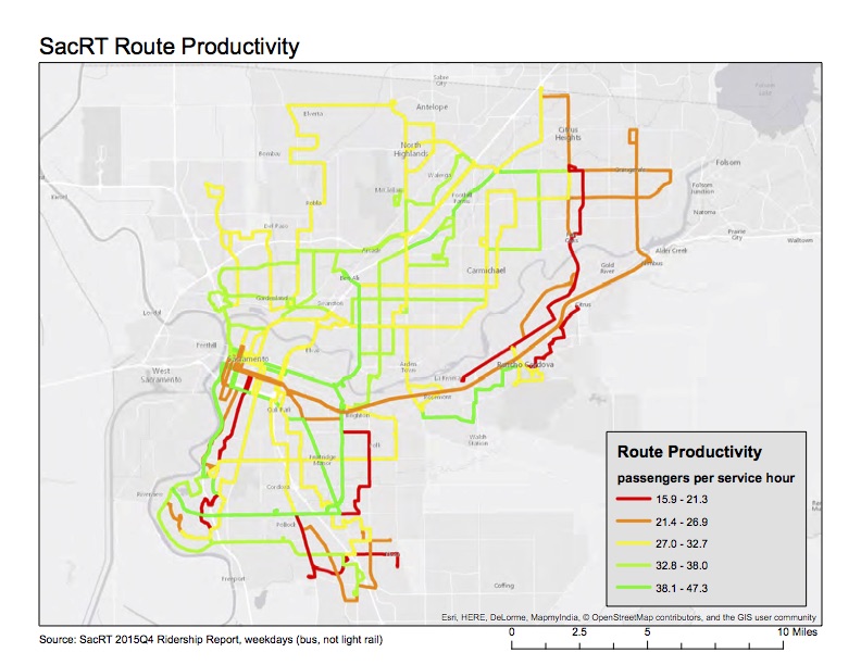 SacRT bus route productivity – Getting Around Sacramento